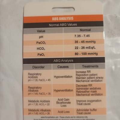 Arterial Blood Gas ABG Vertical Badge Card - Etsy