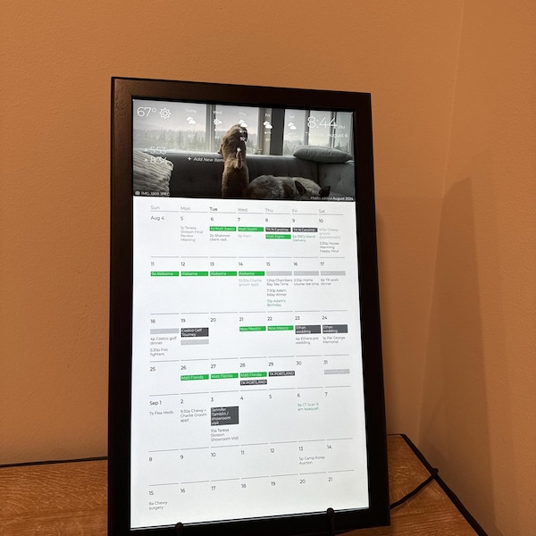 Digital Calendar 24 Inch in Wooden Frame, Home Planner, Family Command ...