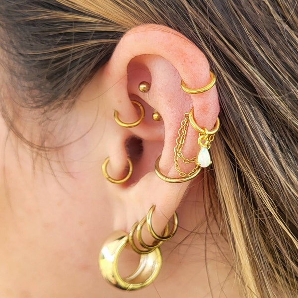 Dainty Triple Chain Helix Piercing, Cartilage Piercing 20g, Hoop ...