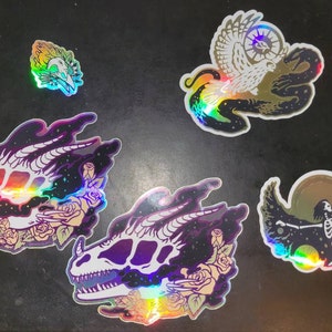 Holographic Sticker aether Dragon Skull Dragon | Etsy