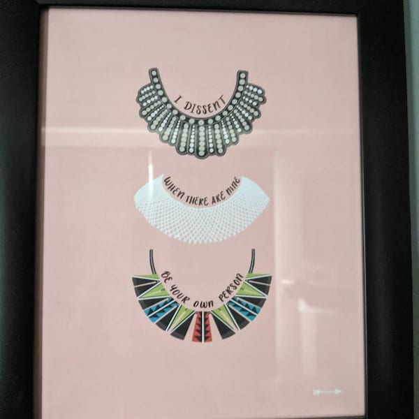 RBG Dissent Collars Art Print, Supreme Court Justice Ruth Bader ...