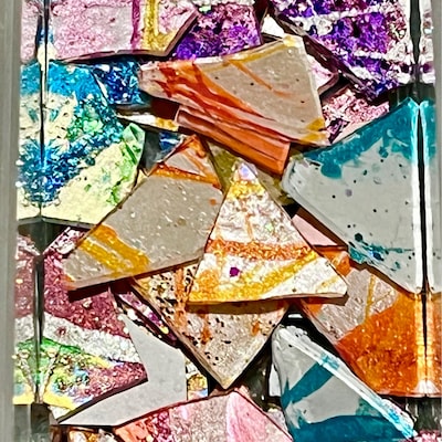 Blue Purple Pink Metallic Mosaic Glitter Glass Tile Pieces for Making ...