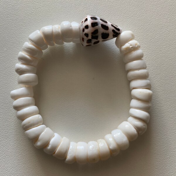 Puka Shell Bracelet, Hawaiian Cone Shell, Genuine 8-10mm Sea Shell ...