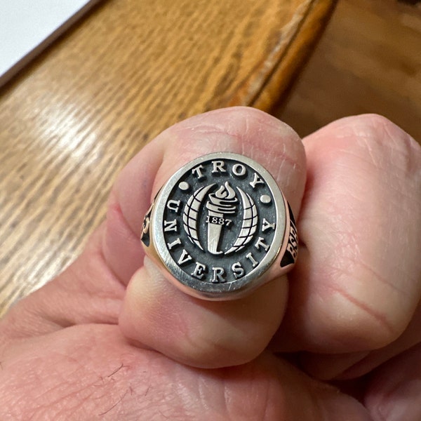 Silver University Signet Ring, Custom College Ring, Unisex Graduation ...