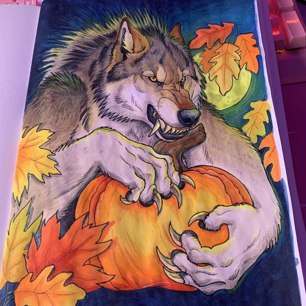 Anthro White Wolf Werewolf With Crystals Print - Etsy