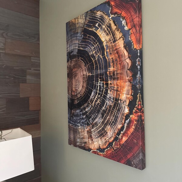 Tree Ring Framed Wall Art, Abstract Colorful Tree Ring Wall Decor ...