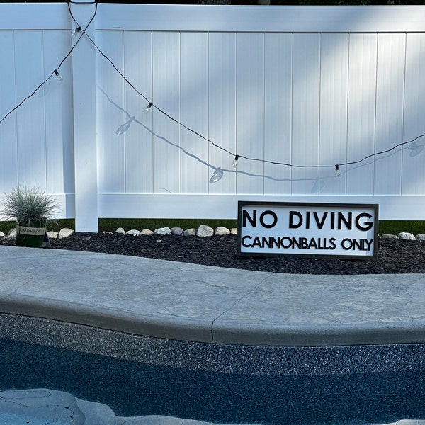 Pool Signs, Pool Rules, Shallow Water, No Diving Sign, Pool Decor ...