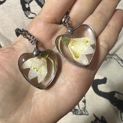 Bleeding Heart Necklace, Pressed Dried Flower. Terrarium Necklace ...