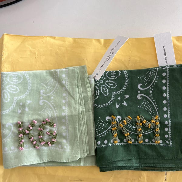 Monogrammed Bandana (hand Embroidered) | Group Gift | Multiple Colors ...