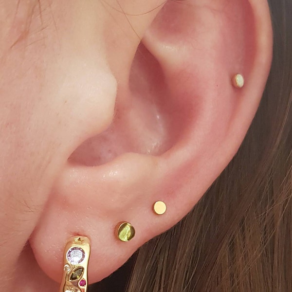 18G/16G 2.5-3mm Threadless Push Pin Dot Round Flat Back Stud, Conch ...