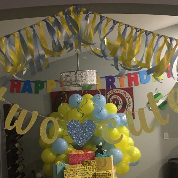 Two Cute Banner, Glitter Two Cute Sign, Second Birthday Banner, 2nd ...