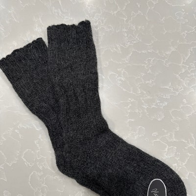 Grey Angora Socks. Pure Angora Wool Yarn. Soft and Cozy. Hand Knitted ...