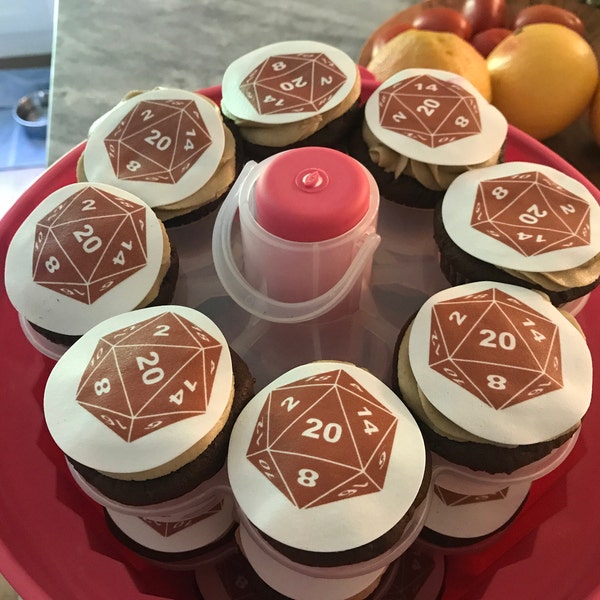 Dark Red D20 Dice Birthday ~ Edible 2D Fondant Birthday Cake/cupcake ...