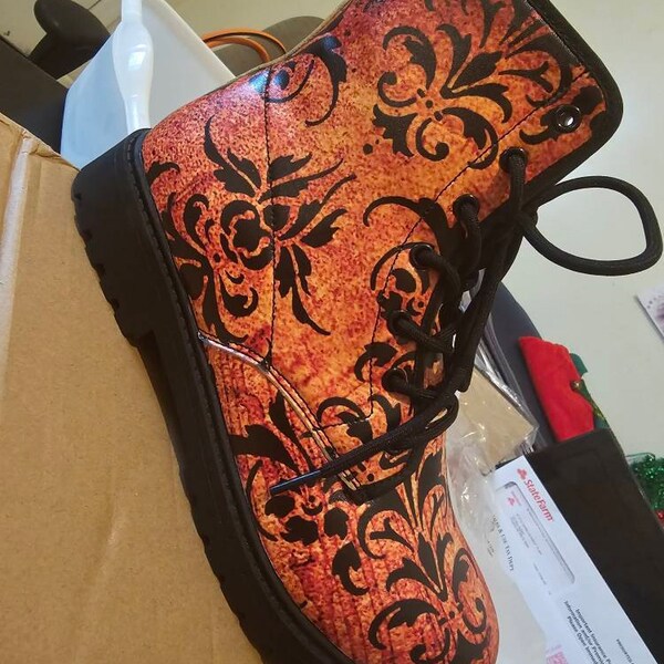 Combat Boots - Red | Red Combat Boots, Goth Boots, Handmade Lace up ...