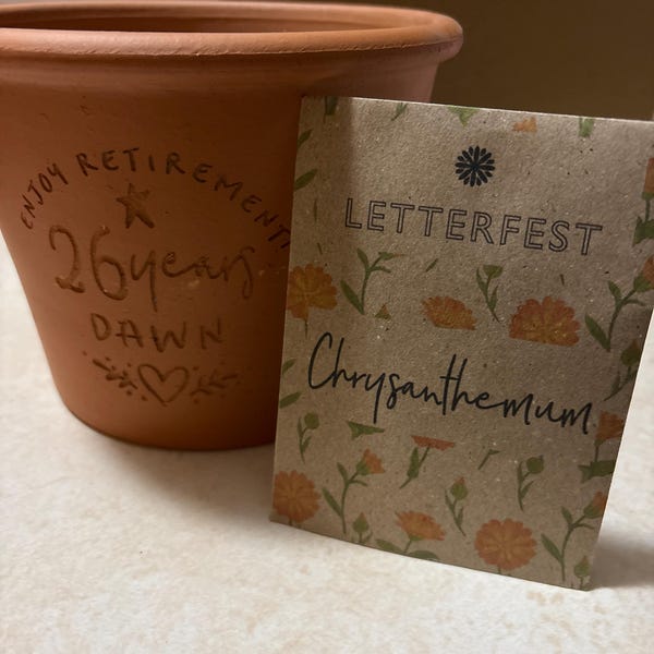 Personalised Engraved Retirement Terracotta Flower Pot, Custom Made ...
