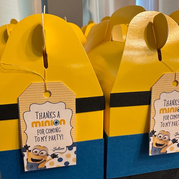 4" Personalized Printable Minion Thank You Tags,birthday Gift Tags ...