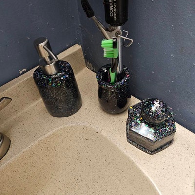 Galaxy Space Themed Vanity Tray Set, Soap Dispenser, Toothbrush Holder ...