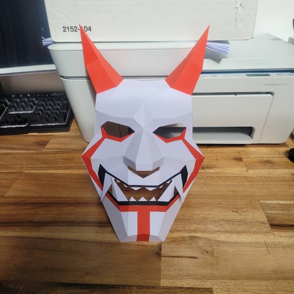 Oni - Demon Mask | Hannya Full Face Mask - DIY Papercraft (PDF Template ...