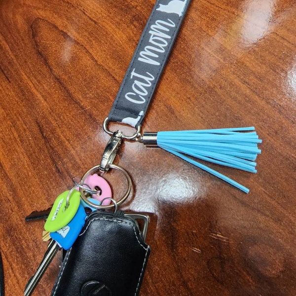 Cat Key Fob Wristlet | Cat Keychain Bracelet | Cat Mom Keychain ...