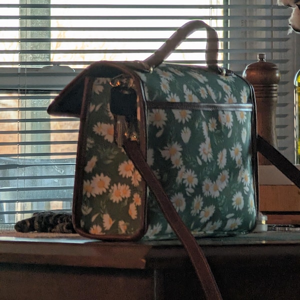 Cottagecore Daisy Bag, Cute Canvas Satchel, Vegan Leather Strap ...