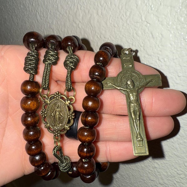 Indestructible Rosary - Heavy-duty Gunmetal Beads and 2.5" Benedict ...