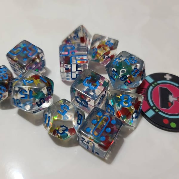 Retro Arcade Exclusive 11 Dice Set | Video Game Dice With Unique DND ...
