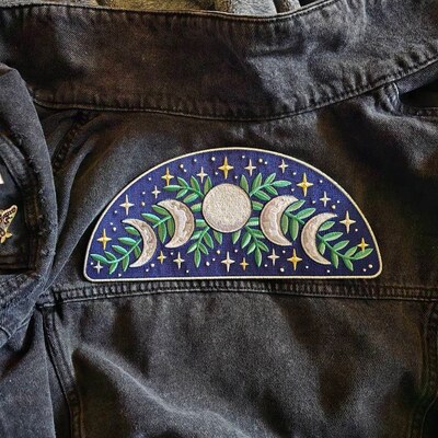 Moon Phases Large Back Patch Iron on Embroidered Patches for Jackets ...
