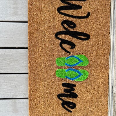 Flip Flop Welcome Doormat, Summer Doormat, Flip Flop Doormat, Cute ...