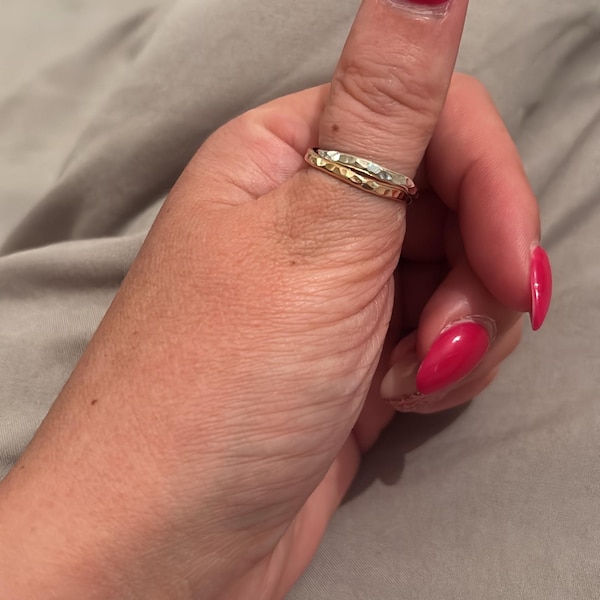 14k Gold and 925 Silver Russian Twist Ring, Gift for Her, Interlocking ...