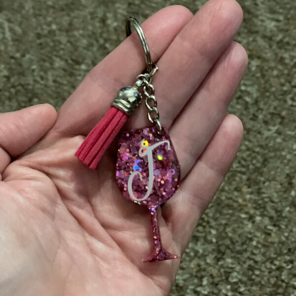 Wine Glass Keychain, Wine Keychain, Small Gift, Personalized Keychain ...