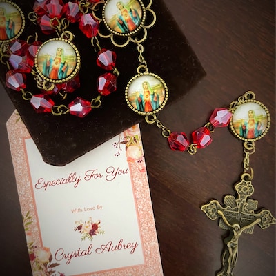 Bronze IMMACULATE Heart of Mary Rosary Centerpiece Rosary Crucifix 8pc ...