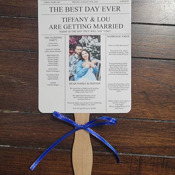 Newspaper Wedding Program Fan, Fan Program Template, Printable Wedding ...