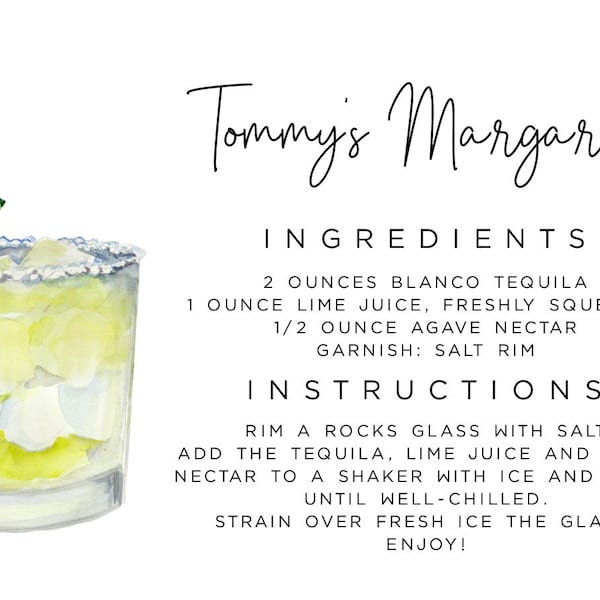 Cocktail Recipe Cards Template, Editable Drink Recipe Card, Printable ...