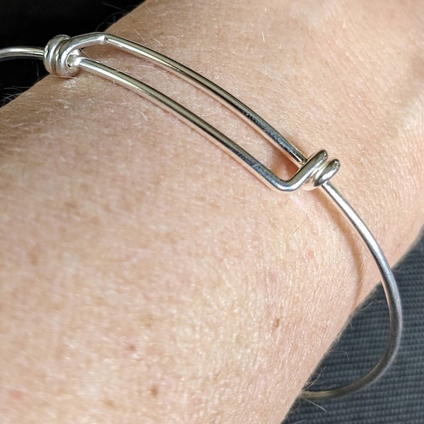 Sterling Silver Adjustable Bangle Bracelet, .925, Silver Add a Charm ...