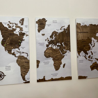 World Map Push Pin Wall Art With FREE Pins, Cork World Map Board ...