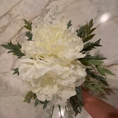 White Peony Cake Topper, Rustic Cake Decor, White Cake Decor ...