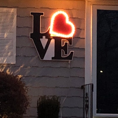 Love, Light up Heart Yard Card Lawn Sign - Etsy
