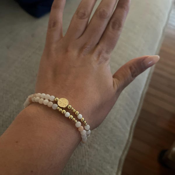 Modern White Catholic Rosary - Gold - Catholic Rosary - Gemstone Rosary ...
