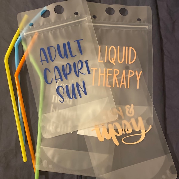 Adult Drink Pouches/boozy Bags/beach Drink Pouches/tan and Tipsy ...