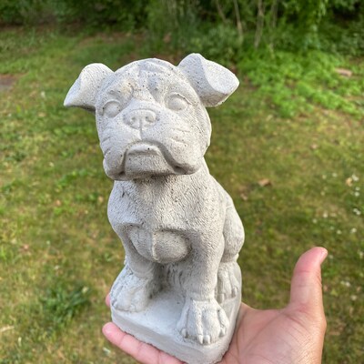 8 Tall Cement Boxer Puppy Dog Garden Art Concrete Statue Pet Memorial ...