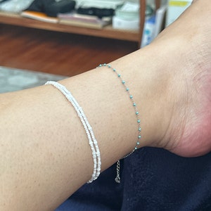 STARDUST Gold Luster Beaded Anklet Double Wrap Anklet Stretchy Anklet Anklets for Women Czech ...