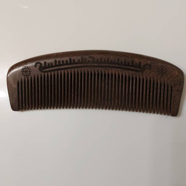 Large Black Sandalwood Viking Comb Drakkar Sun Wheel Medium Tooth Hair ...