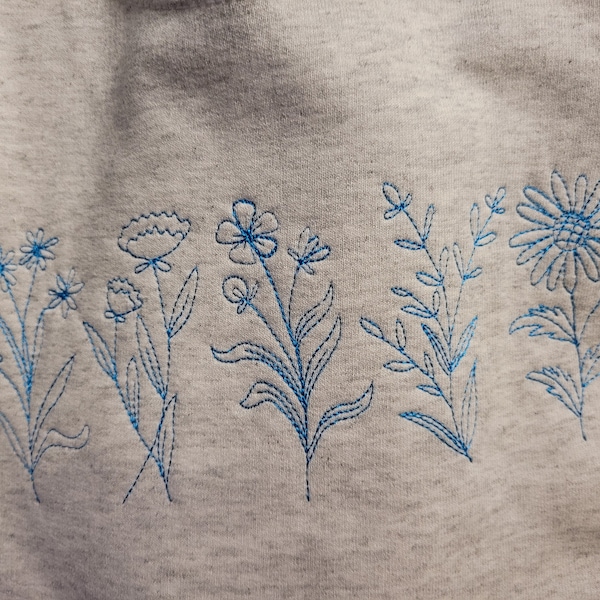 10 Wild Flowers Machine Embroidery Designs, 5 Sizes, Meadow Flowers ...
