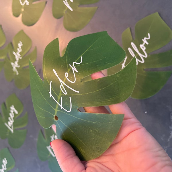 Tropical Leaf Name Tag- Monstera Name Tag for Bags, Tropical ...
