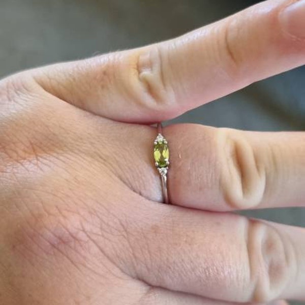 Natural Peridot Ring in Sterling Silver, Genuine Green Periot Ring ...