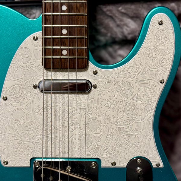 Custom White Psychedelic Textured Pickguard - Fits Fender Telecaster ...