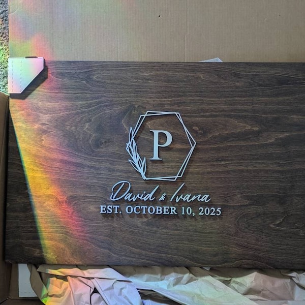 Hexagon Wedding Welcome Sign, Custom 3D Wood Wedding Sign, Ceremony ...