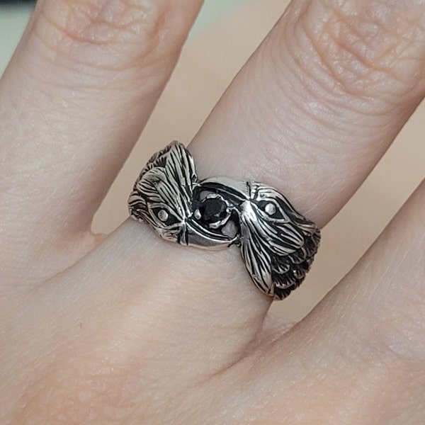 Raven Silver Ring Hugin and Munin, Norse Raven Jewelry, Chunky Silver ...