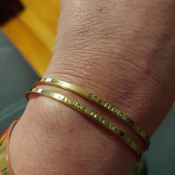 Inspirational Bracelet, Message Engraved Bracelet, Personalized Bangle ...