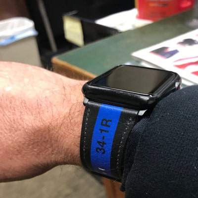 Thin Blue Line Apple Watch Band, Police Watch Band, Faux Leather Watch ...